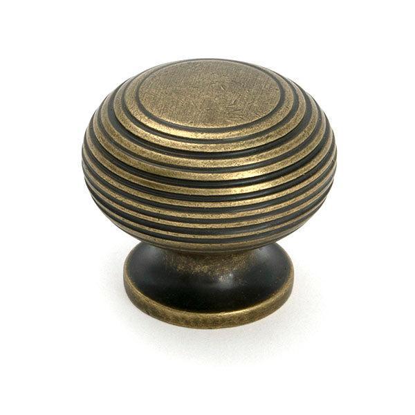 Burnished Brass Beehive Cabinet Knob 40mm | Yester Home