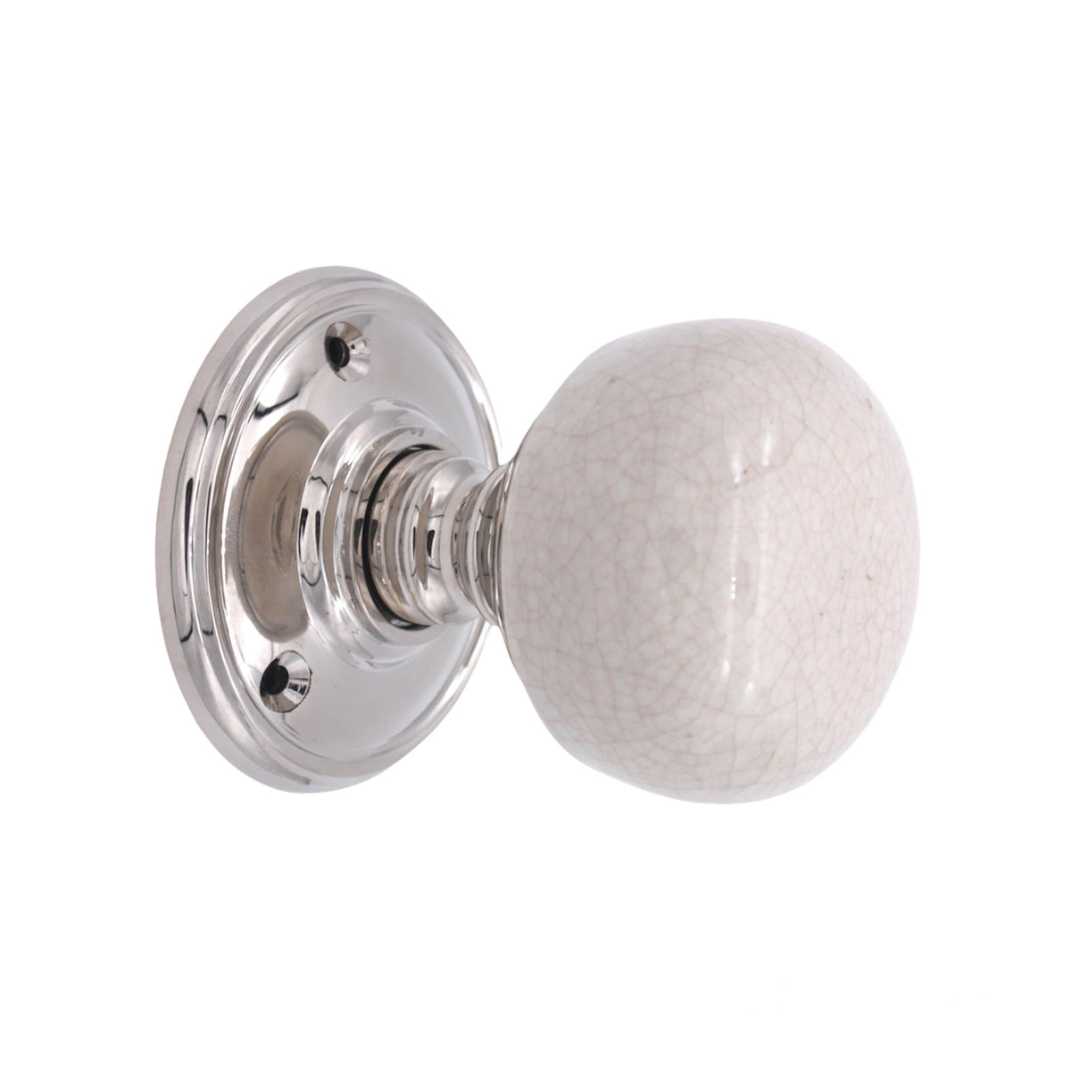 Crackled Porcelain Mortice Door Knob Polished Nickel | Yester Home