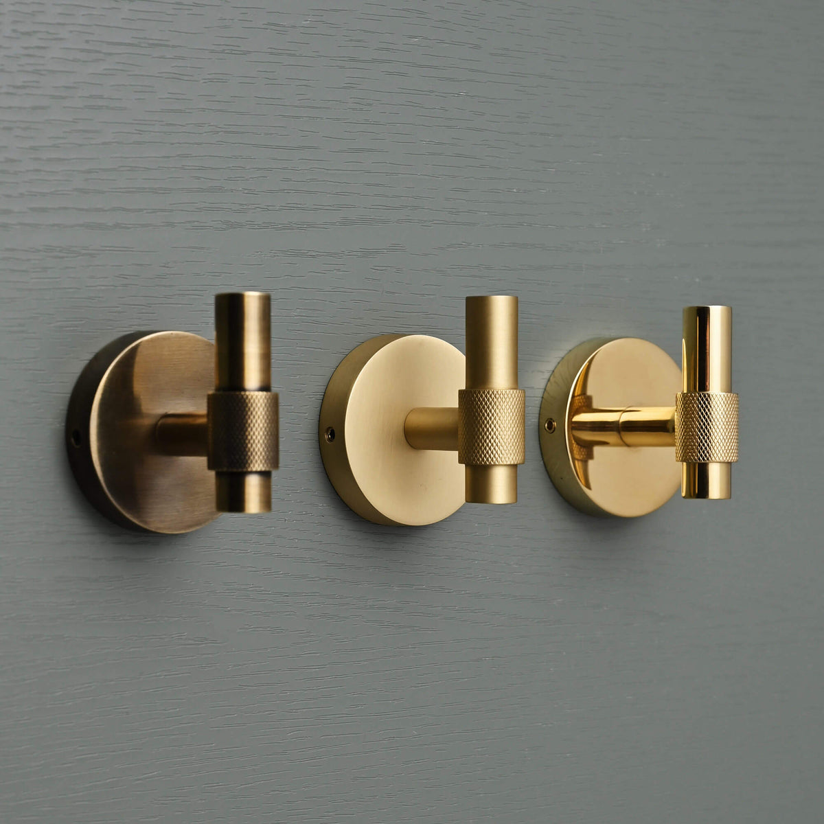 Luxe Knurled Brass T Hook | Yester Home