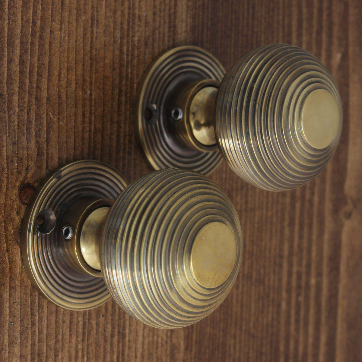 Solid Brass Heavy Beehive Mortice/Rim Door Knob Set | Yester Home