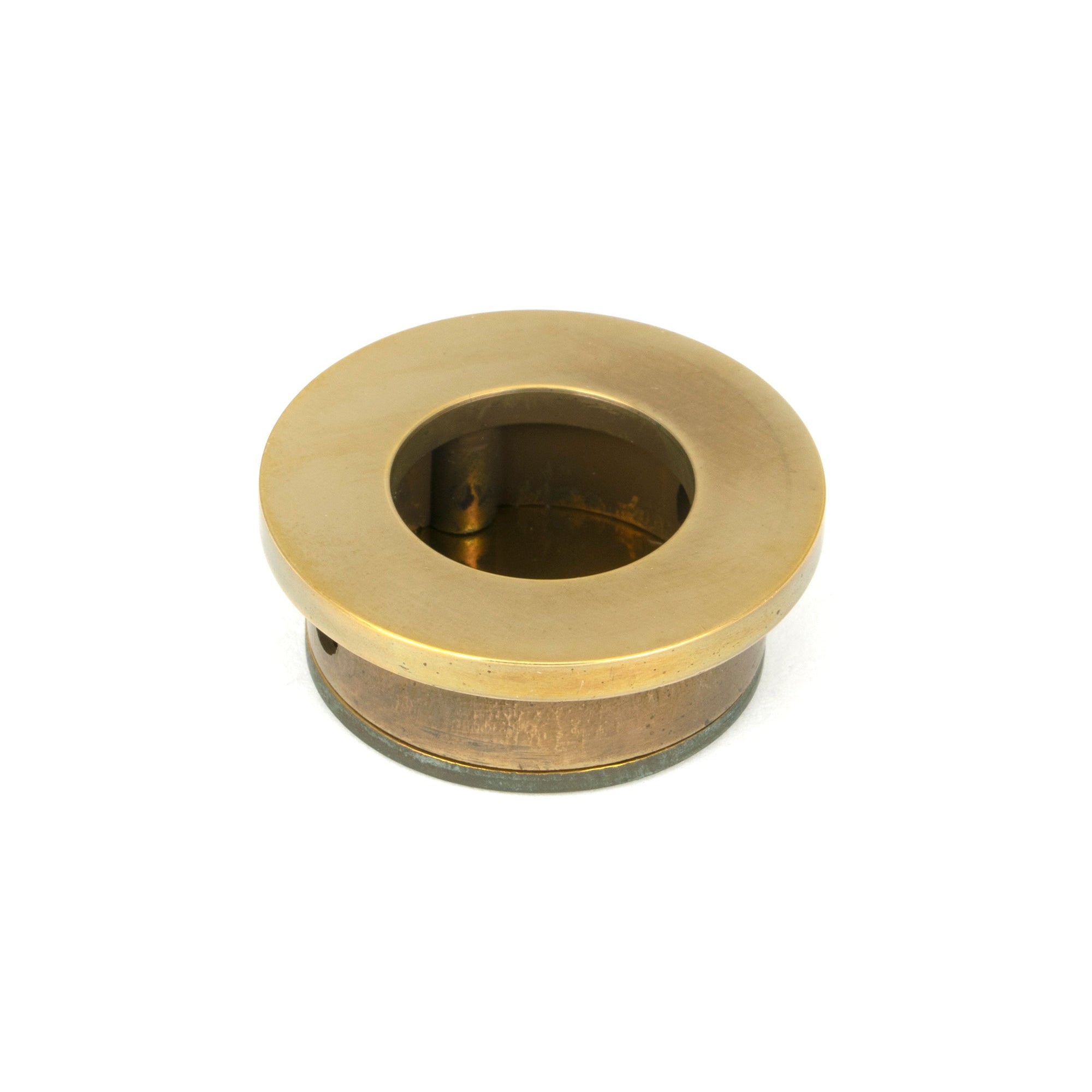 Aged Brass 34mm Round Finger Edge Pull | From The Anvil | Yester Home