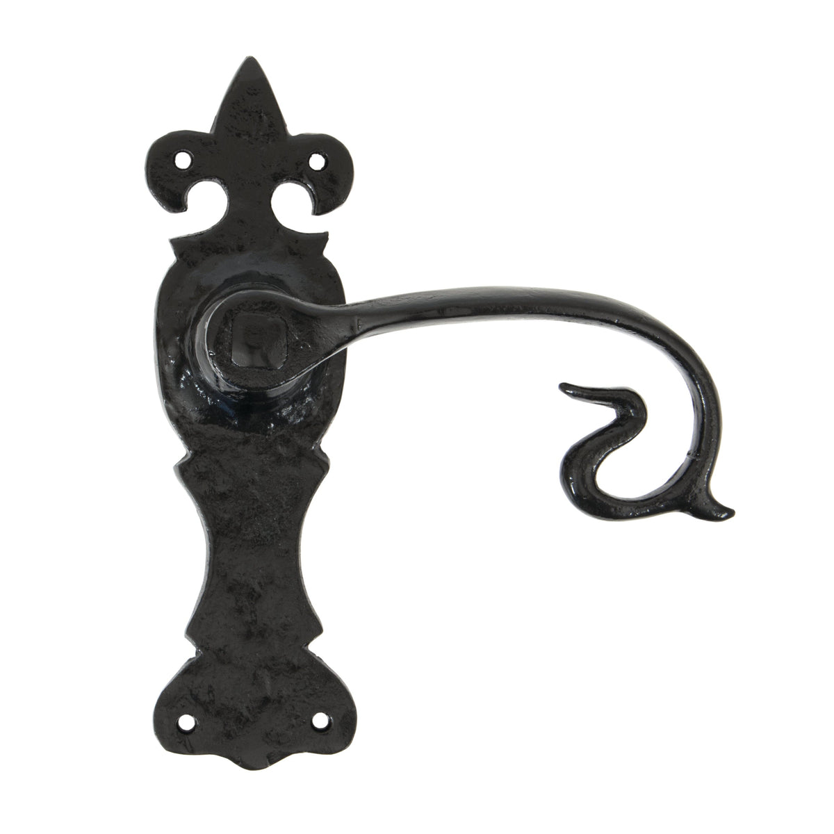 Black Curly Lever Latch Set | From The Anvil | Yester Home