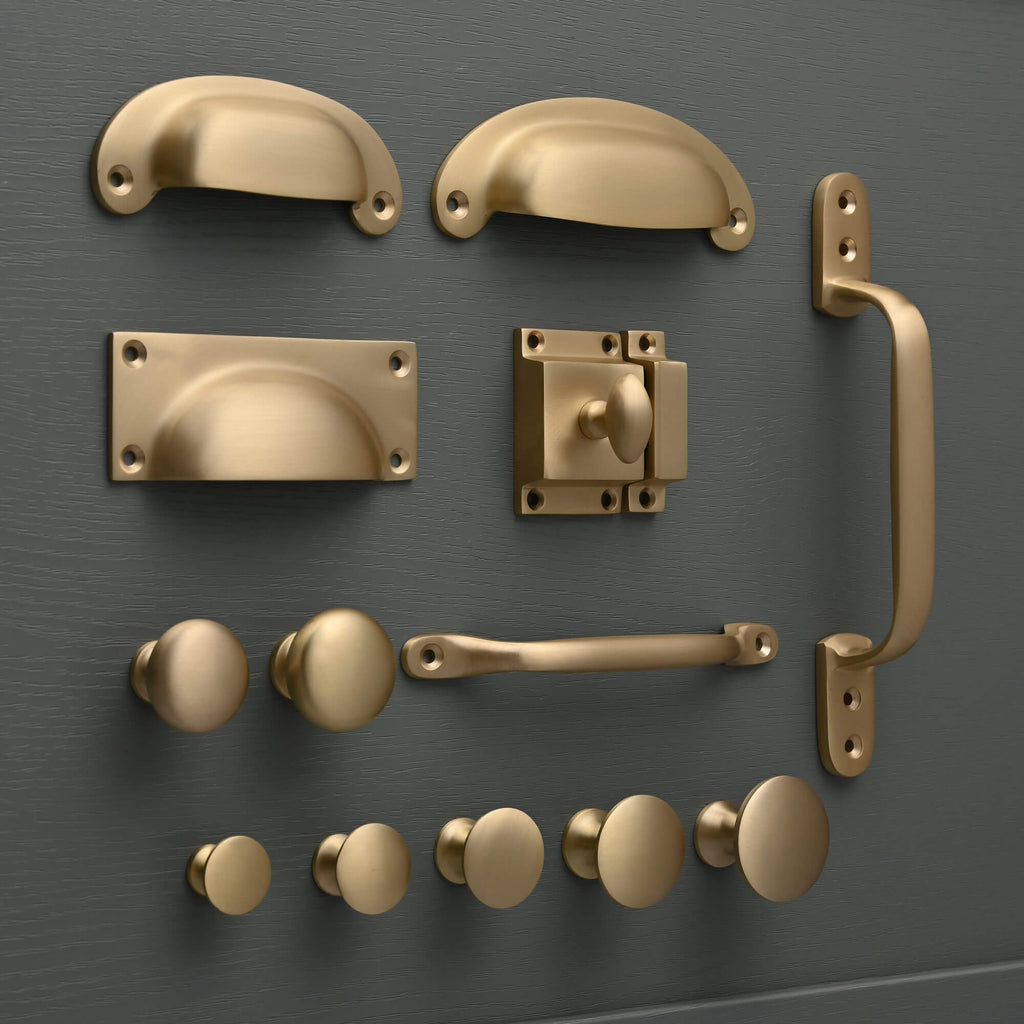 Classic Satin Aged Brass Cupboard Handles | Yester Home