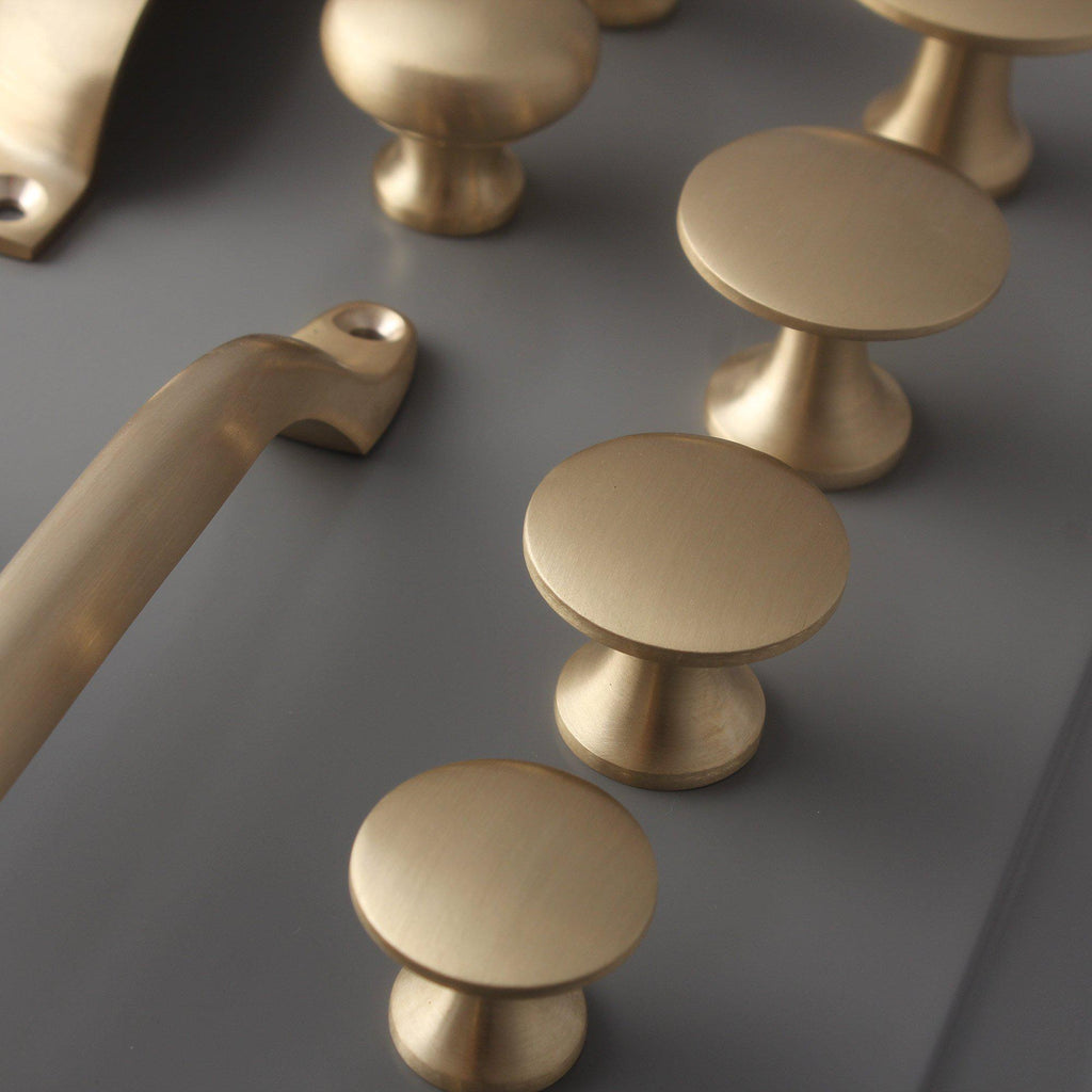 Classic Brushed Satin Brass Cupboard Handles | Unlacquered | Yester Home