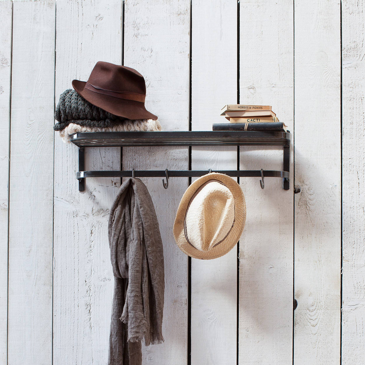 Farringdon Steel Luggage Shelf Rack & Hooks – Yester Home