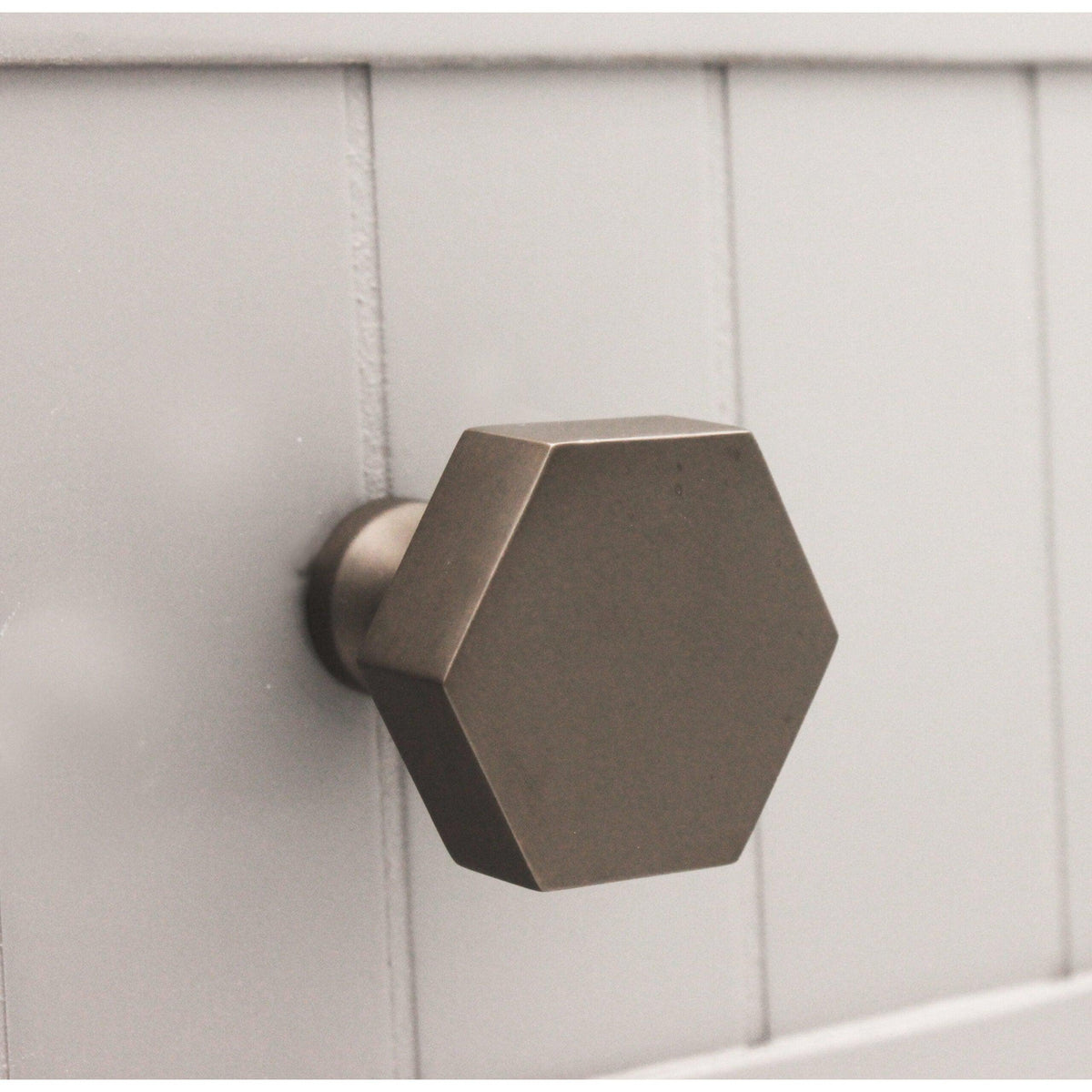 Hexagonal Cupboard Knob Gunmetal Grey | Yester Home