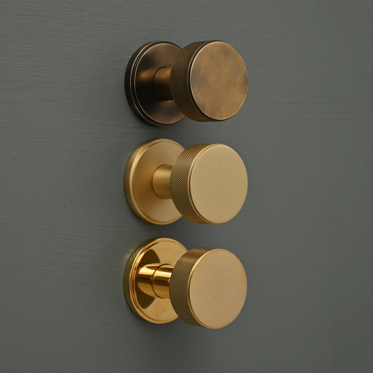 Luxe Knurled Round Solid Brass Door Knobs | Yester Home