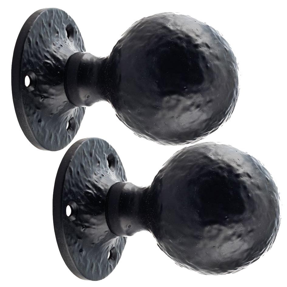 Pair of Rustic Black Cast Iron Door Knobs | Yester Home