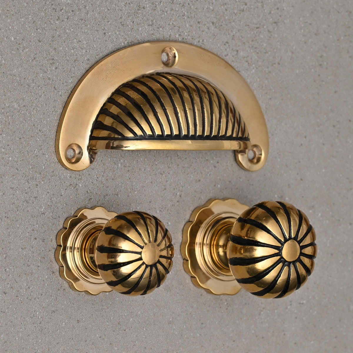 Reeded Cabinet Handles | Polished Brass | Yester Home